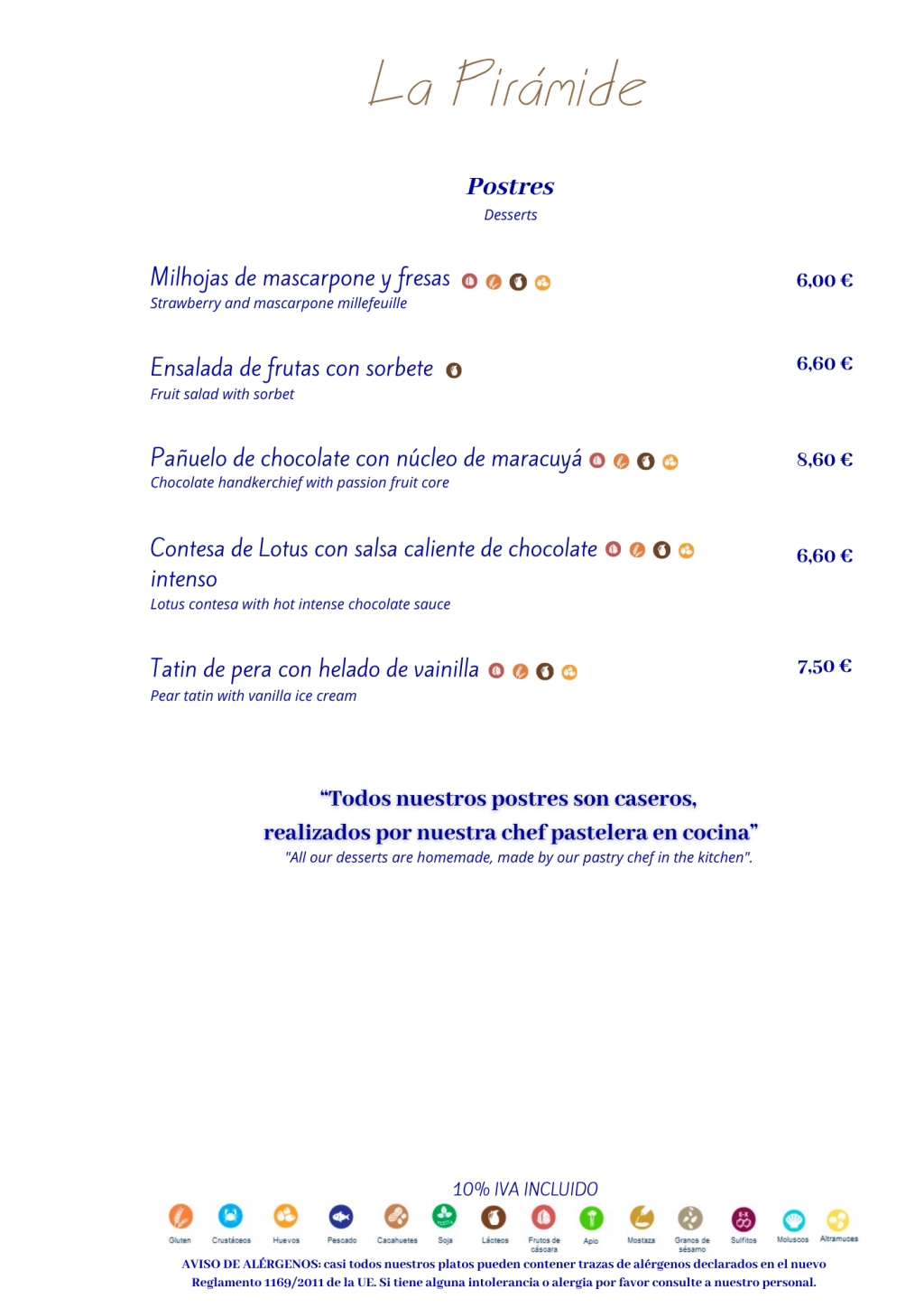 POSTRES ACTUALIZADO 189 - Restaurante La Pirámide