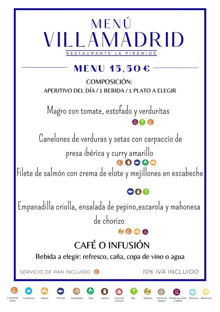 MENÚ VILLAMADRID - Restaurante La Pirámide